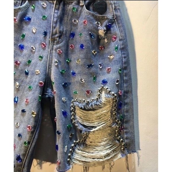Unbranded | Shorts | Women Colorful Diamondencrusted Jeans Denim Short ...
